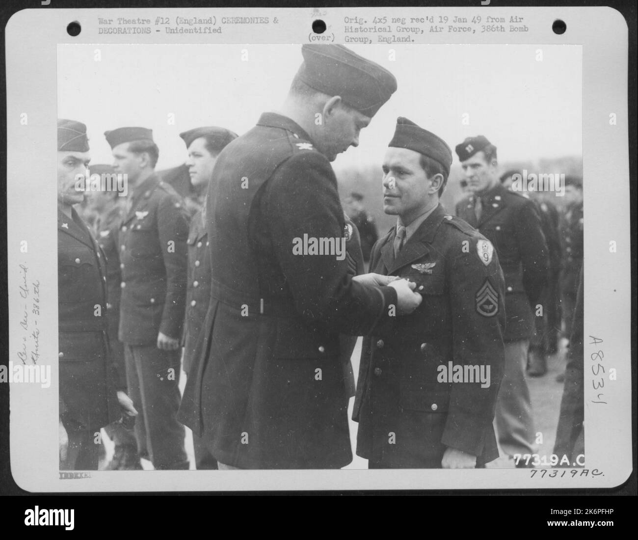 A Member Of The 386Th Bomb Group Receives An Award During A Ceremony At ...