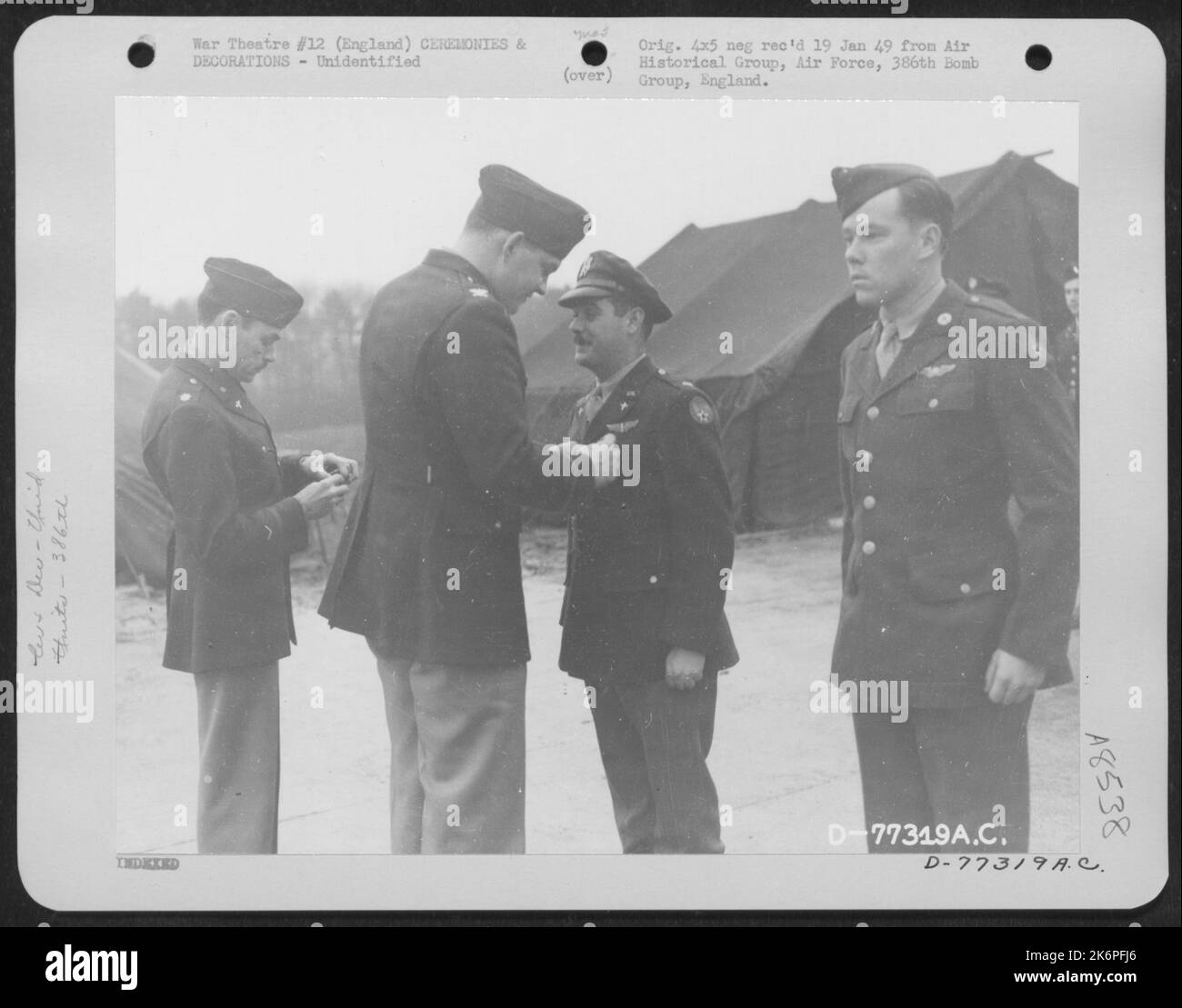 A Member Of The 386Th Bomb Group Receives An Award During A Ceremony At ...