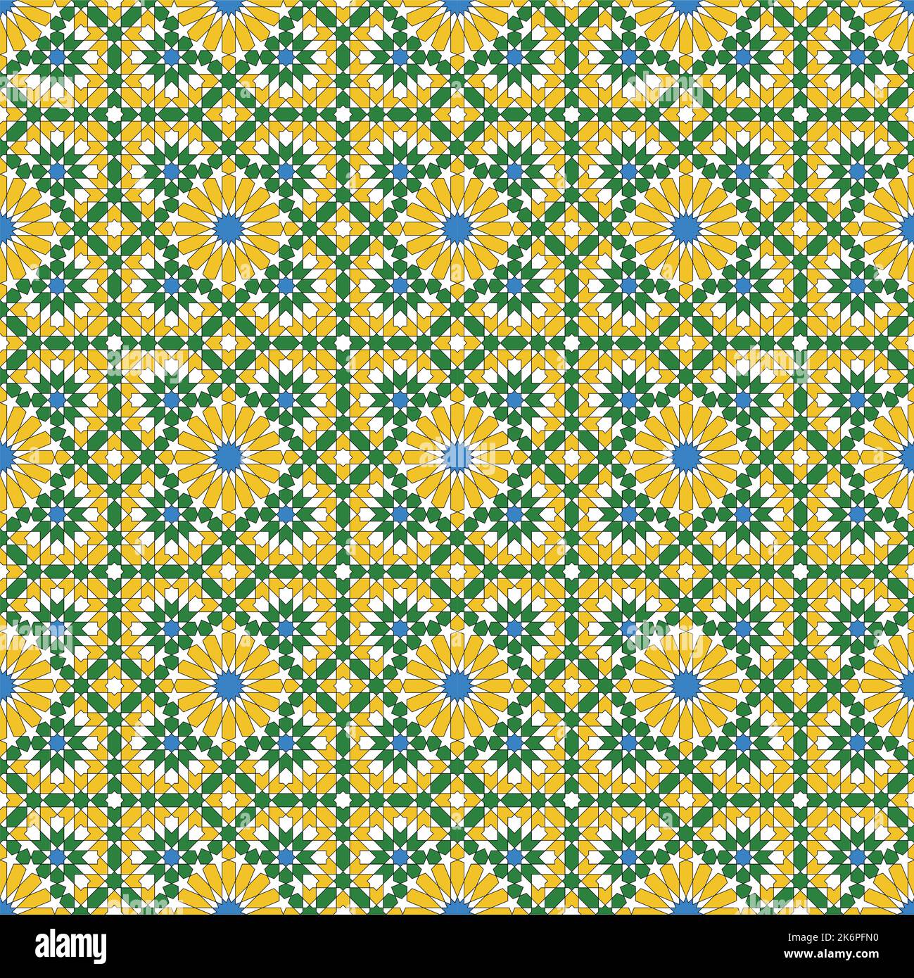 Background seamless pattern based on traditional islamic art. Green and ...