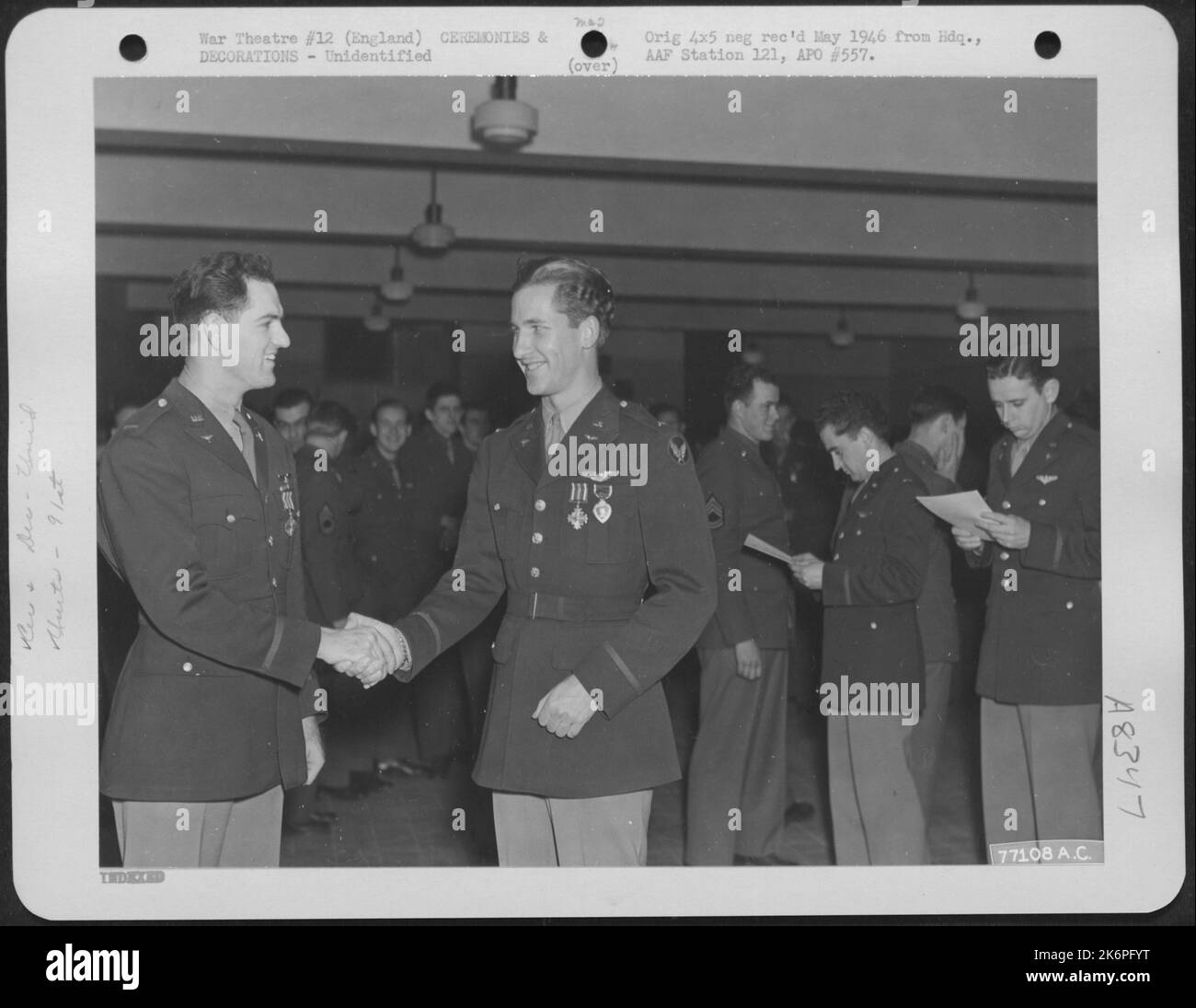 Two Members Of The 91St Bomb Group Congratulate Each Other After ...