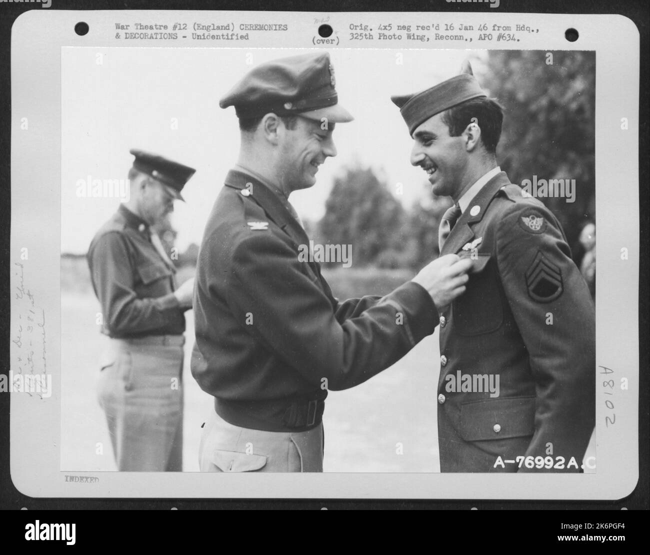 Colonel Harry P. Leber Presents An Award To A Member Of The 381St Bomb ...