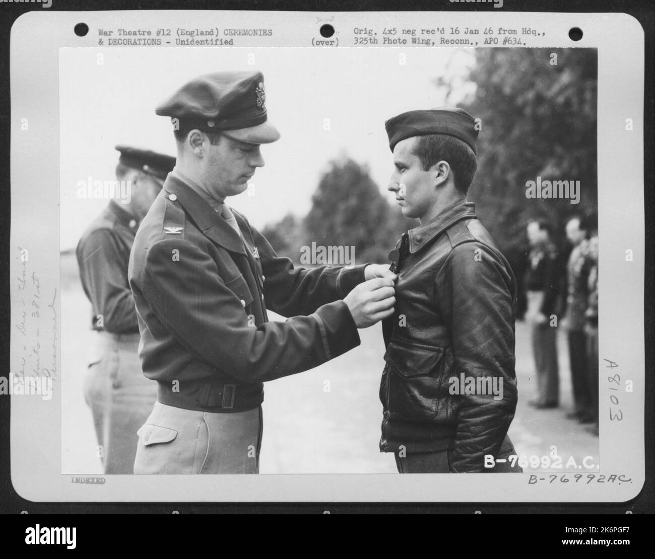 Colonel Harry P. Leber Presents An Award To A Member Of The 381St Bomb ...