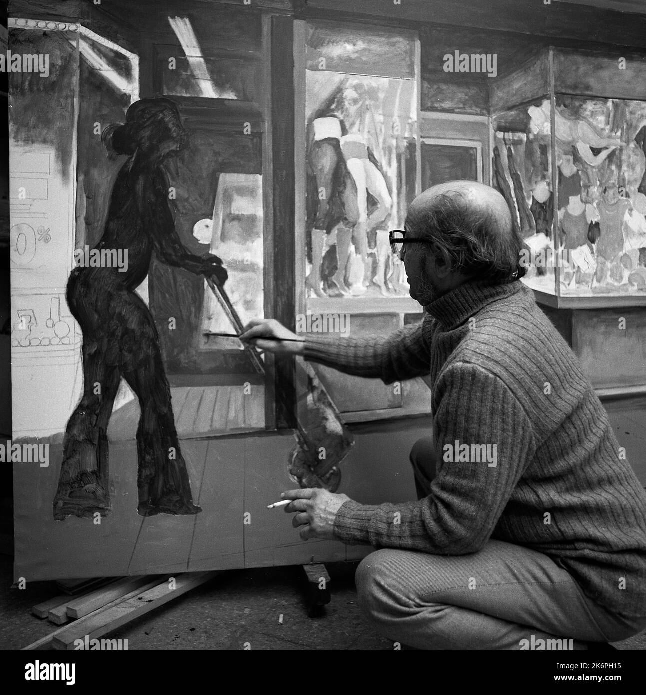 Antonio Berni, Argentine painter, engraver and muralist, at his studio ...