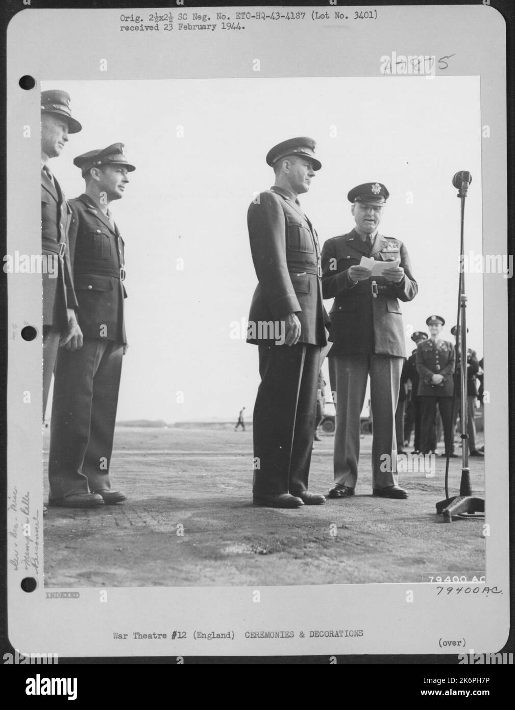 Major General Ira C. Eaker Addressing The Crew Of The Boeing B-17 ...