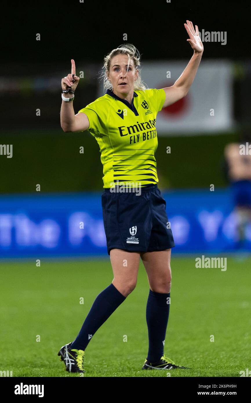 Match referee Joy Neville during the Women's Rugby World Cup pool C ...