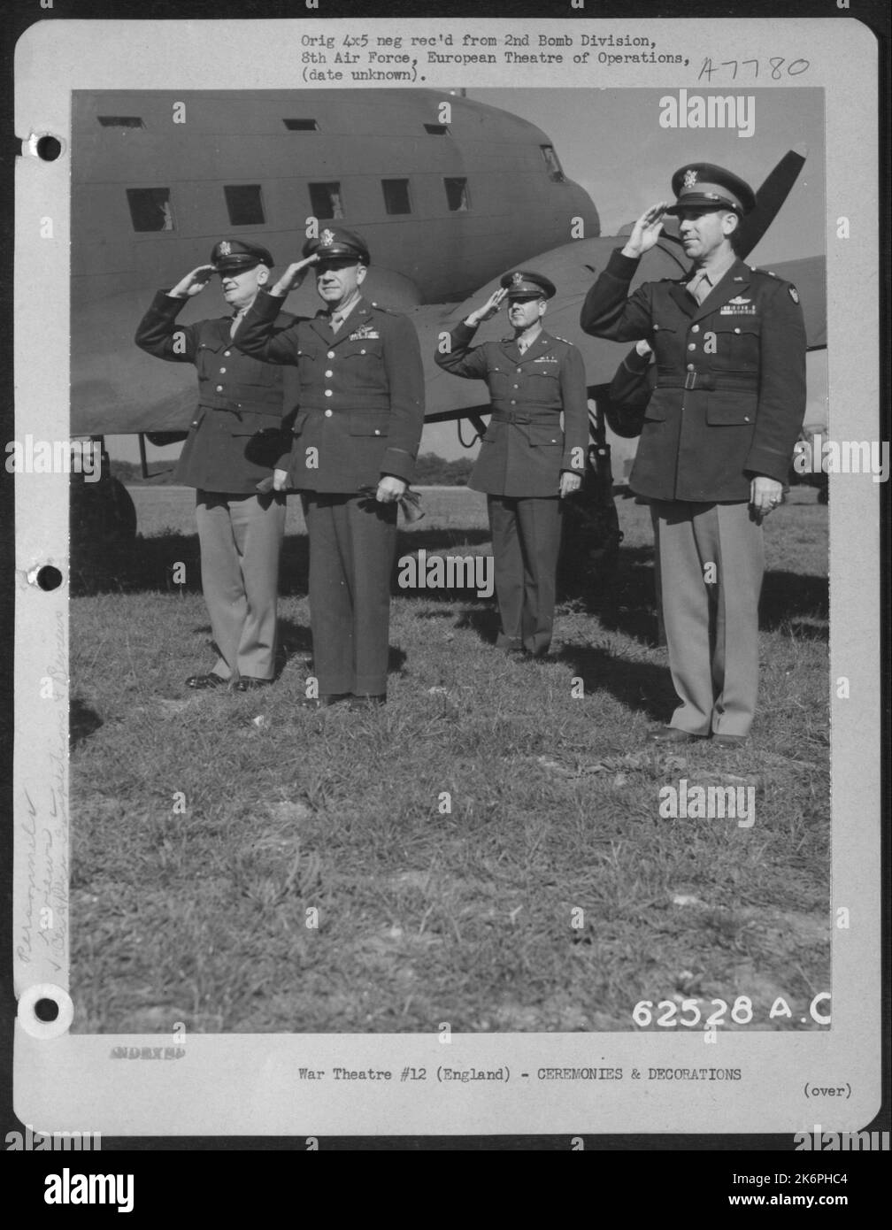 Troops Of The 2Nd Bomb Division 8Th Air Force, Being Reviewed By (Left To Right) General Henry H ...