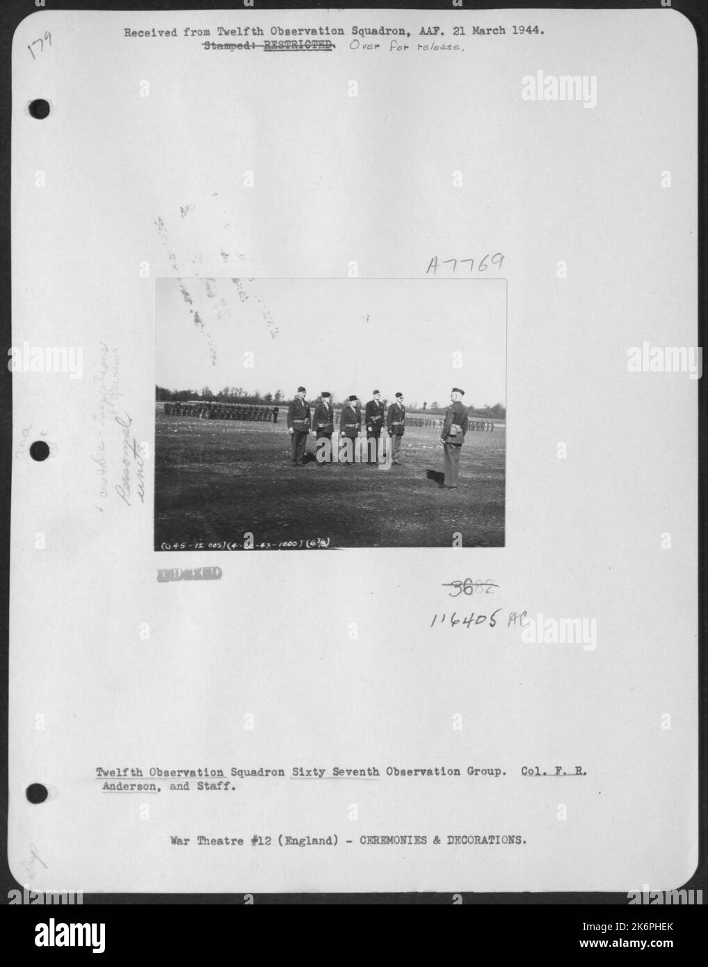 Twelfth Observation Squadron Sixty Seventh Observation Group. Colonel F ...