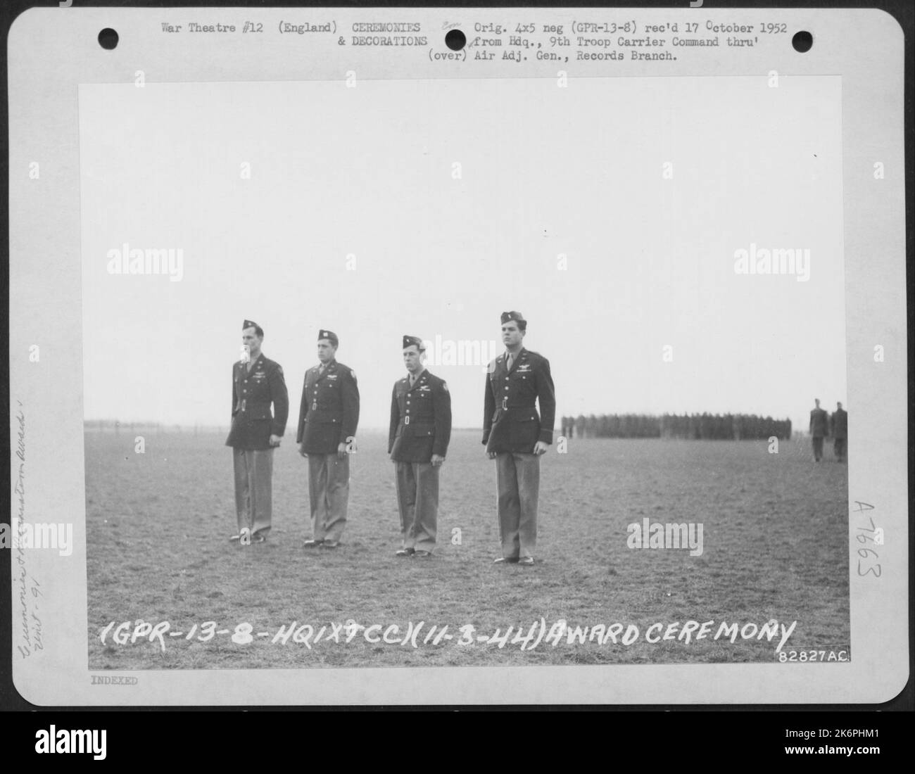 Members Of The 9Th Troop Carrier Command Stand At Attention After ...