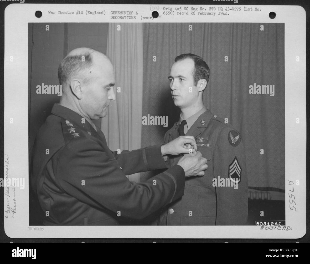 Lt. Gen. Ira C. Eaker Presents The Distinguished Service Cross To S/Sgt ...
