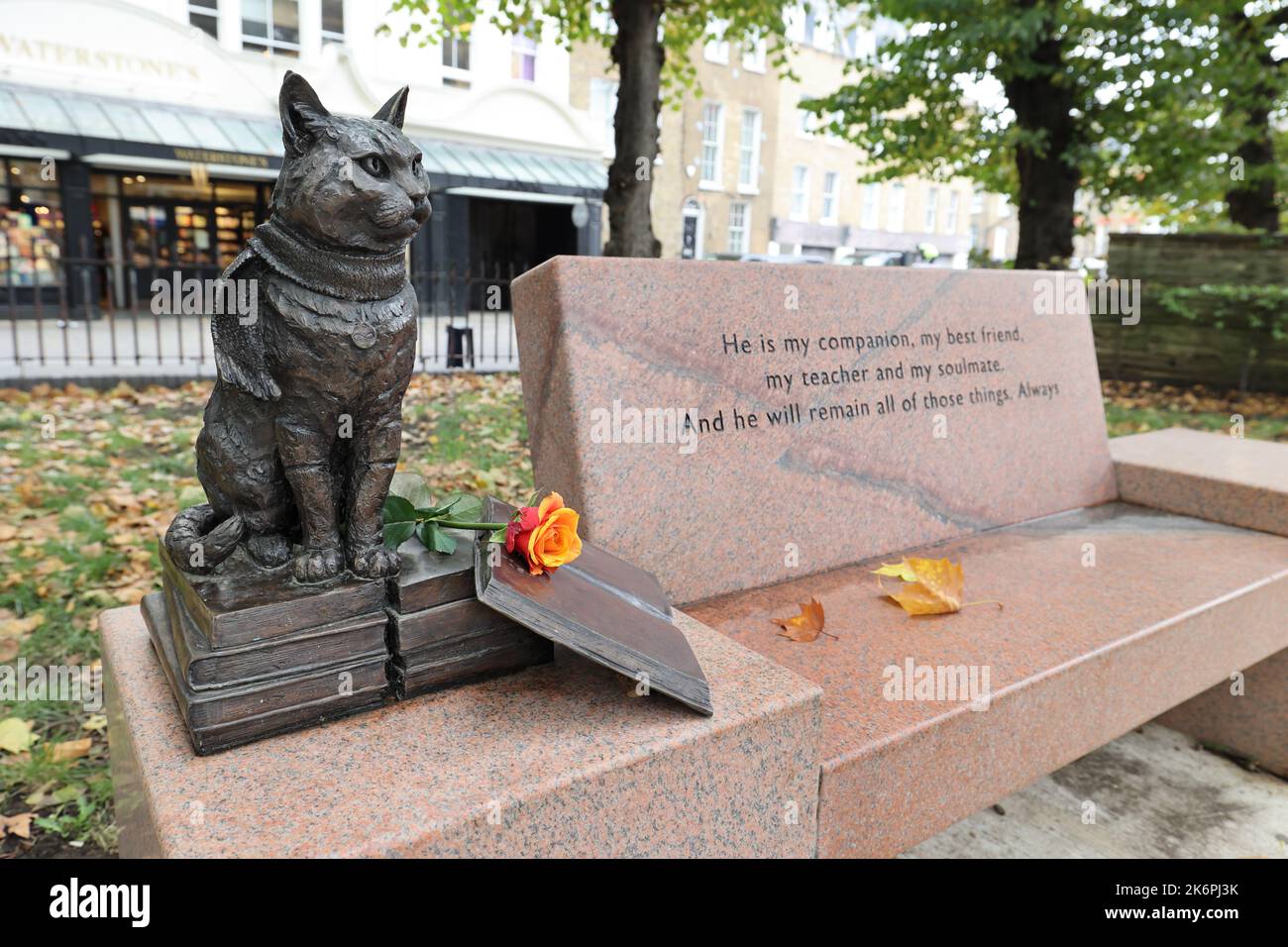 Bob the cat memorial statue, Islington green, London, United Kingdom ...