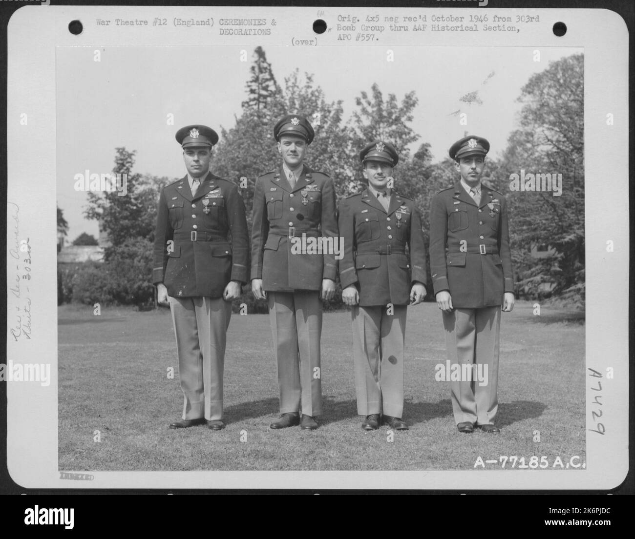 Members Of The 390Th Bomb Group Pose For Photographer After Receiving ...