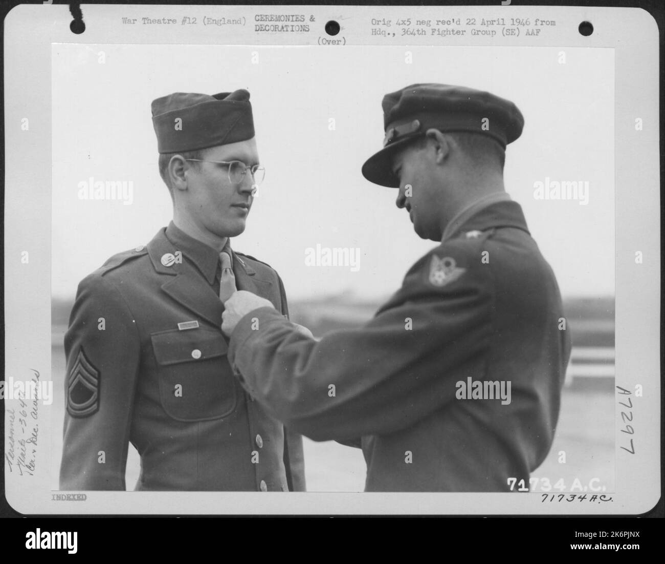 T/Sgt. Olson Of The 364Th Fighter Group Is Presented An Award By Brig ...