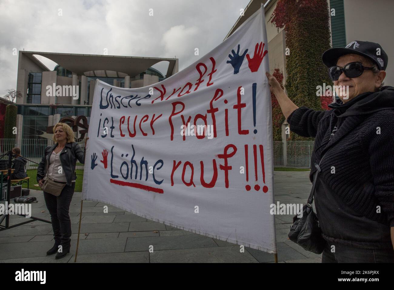 Protesters at a rally in front of the Federal Chancellery in Berlin on ...