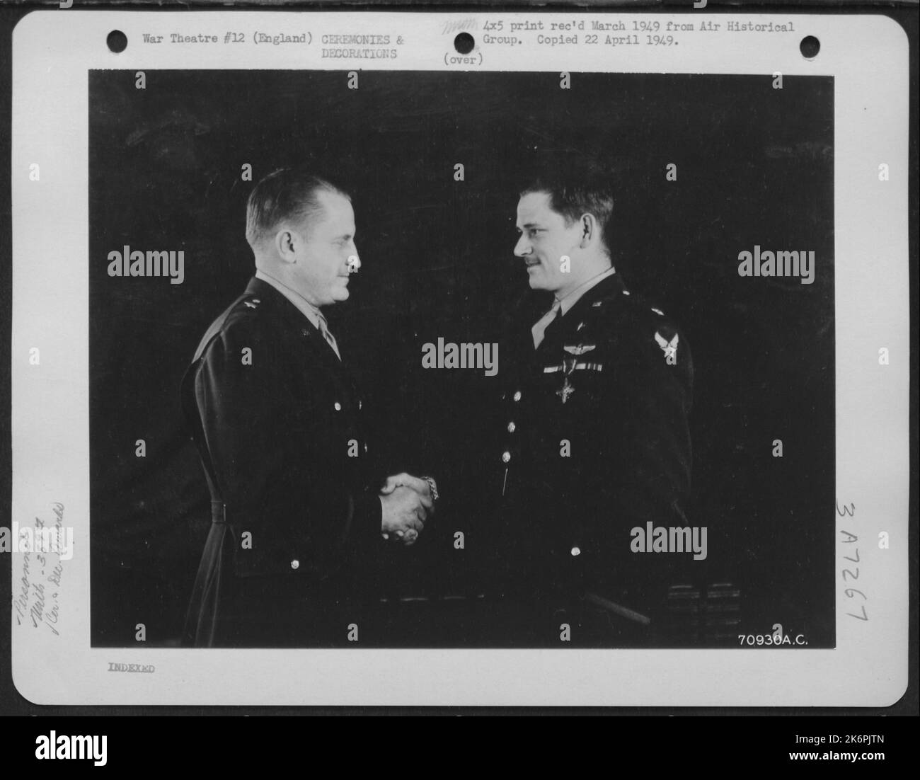 Colonel Edward J. Timberlake Congratulates Major Caldwell Of The 389Th ...