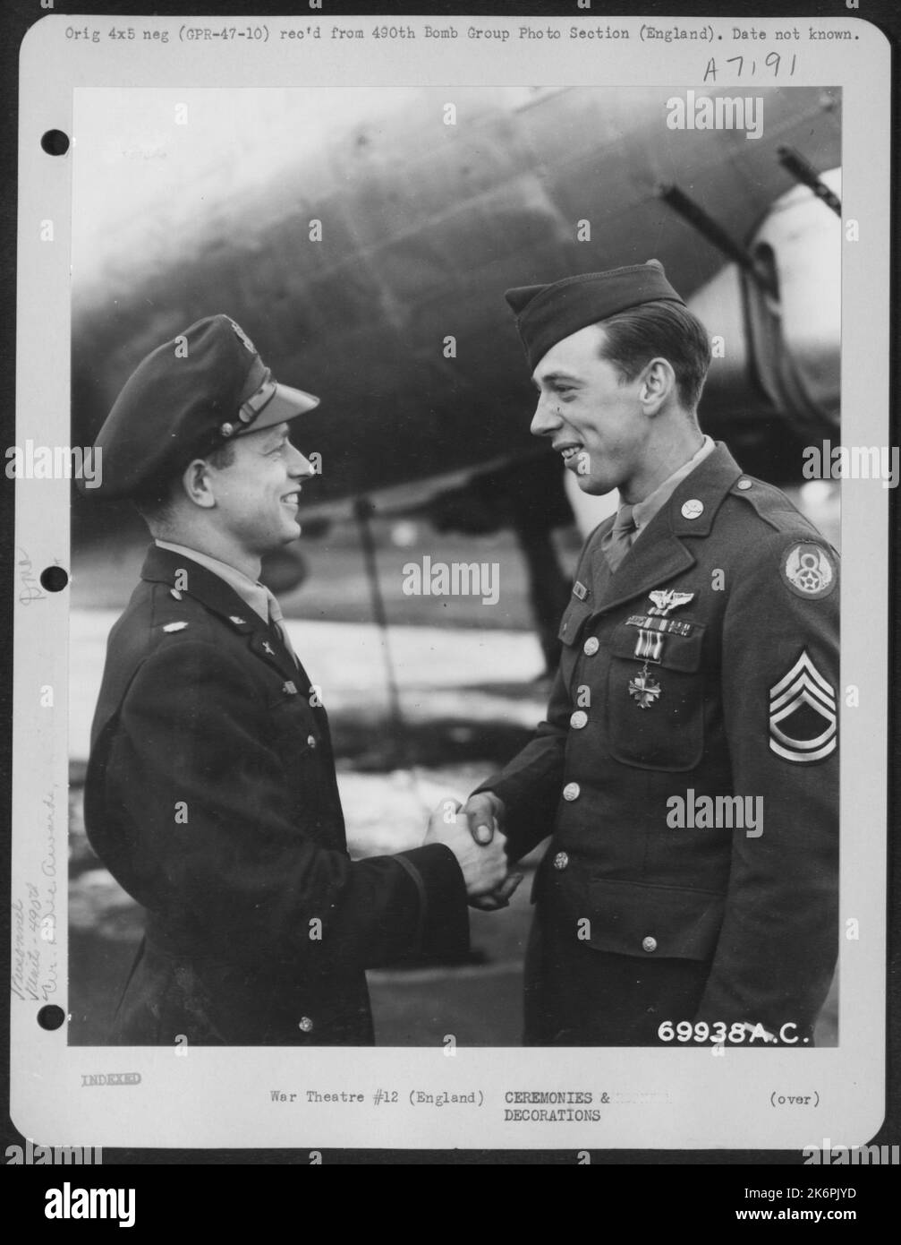 T/Sgt. Koski Of The 490Th Bomb Group Is Awarded The Distinguished ...