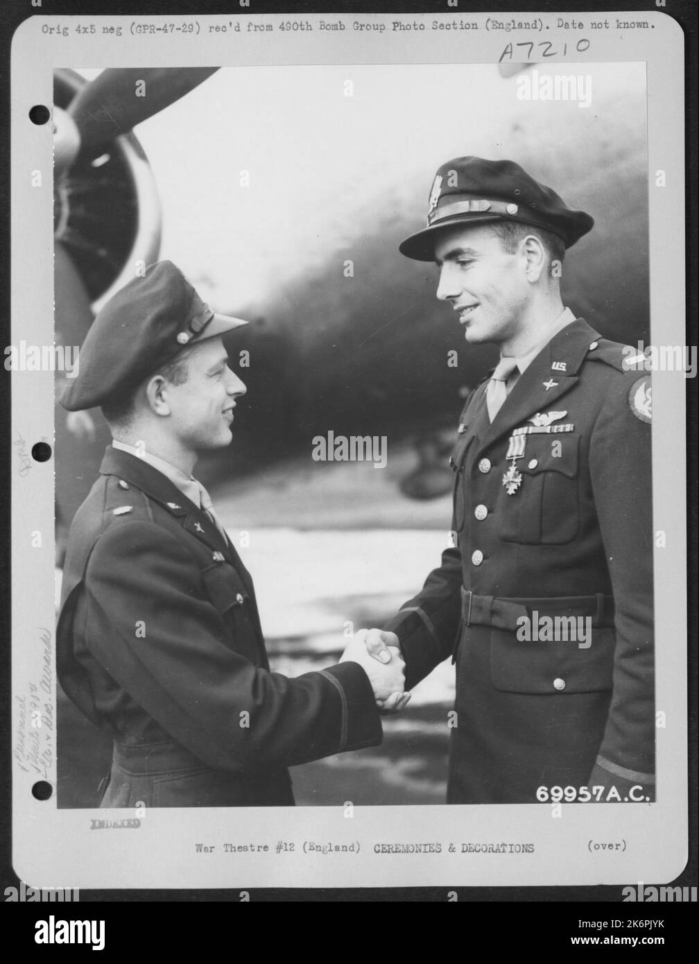 Lt. Bryant Of The 490Th Bomb Group Is Presented The Distinguished ...