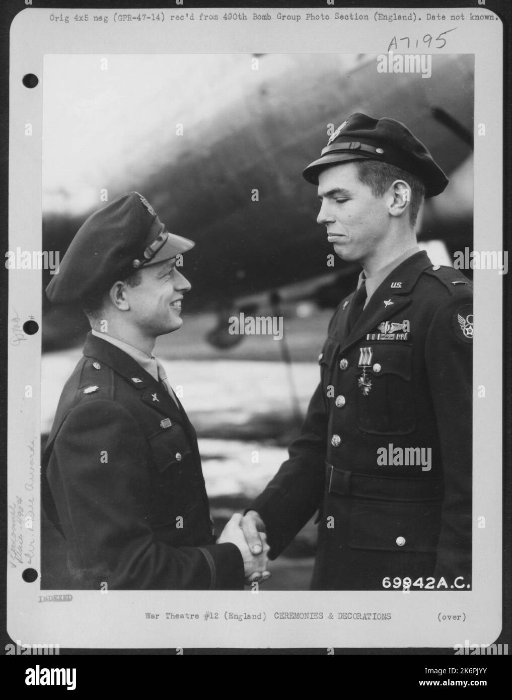 Lt. Cleary Of The 490Th Bomb Group Is Awarded The Distinguished Flying ...