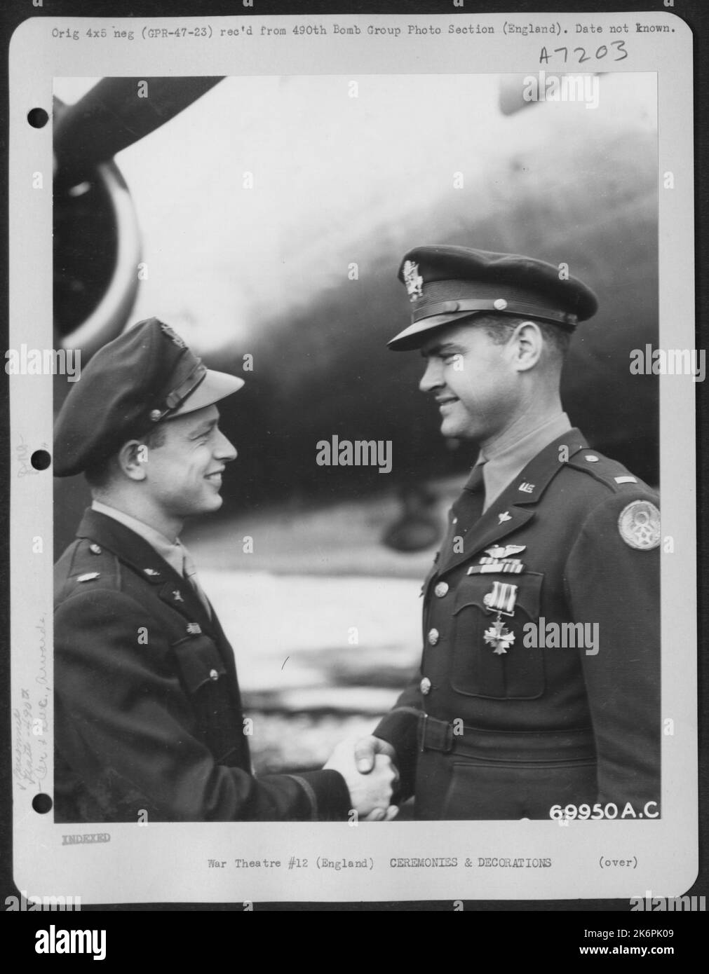 Lt. Oscar H. Cox Of The 490Th Bomb Group Is Awarded The Distinguished ...