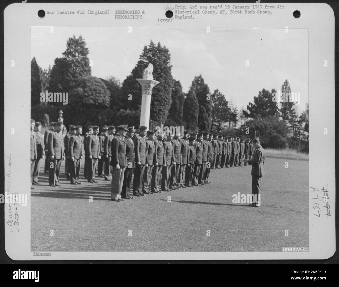 Men Of The 386Th Bomb Group Stand At Attention During A Ceremony At ...