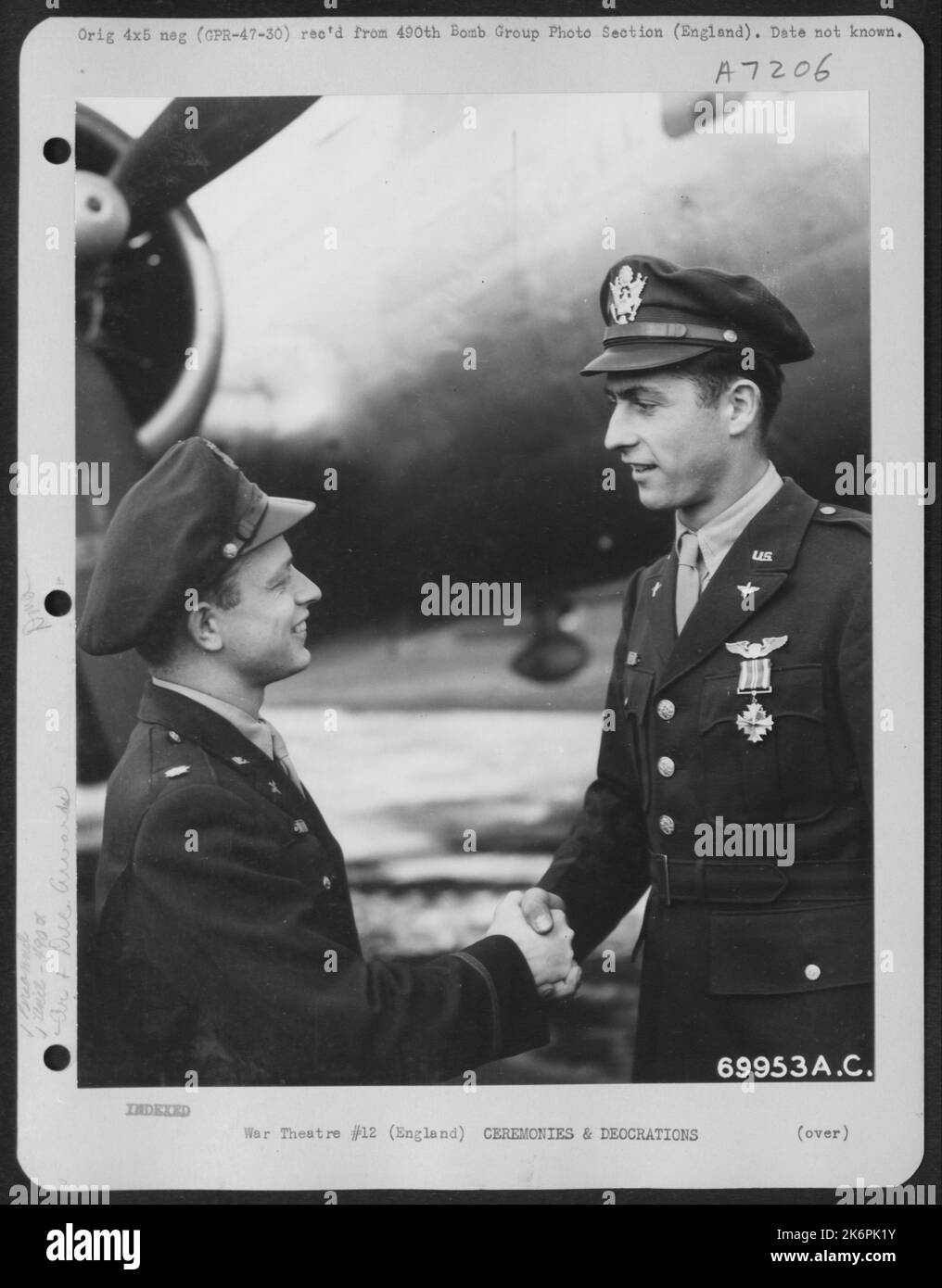 Lt. Kensler Of The 490Th Bomb Group Is Awarded The Distinguished Flying ...