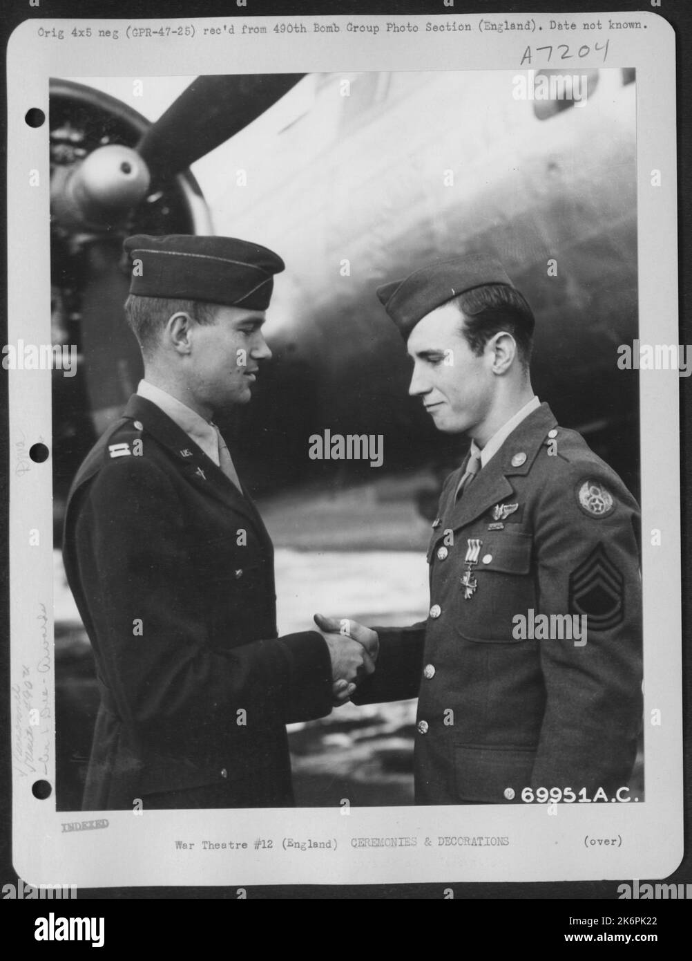 T/Sgt. J.W. Morse Of The 490Th Bomb Group Is Awarded The Distinguished ...