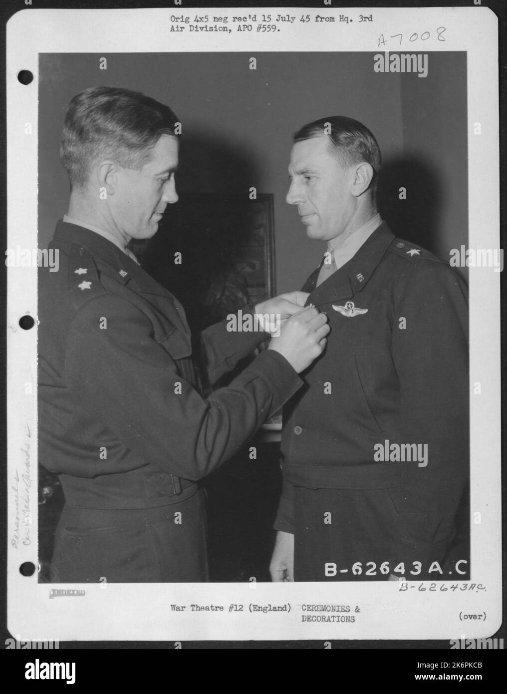 Major General Earle Partridge Presenting Brigadier General N.B. Harbold ...