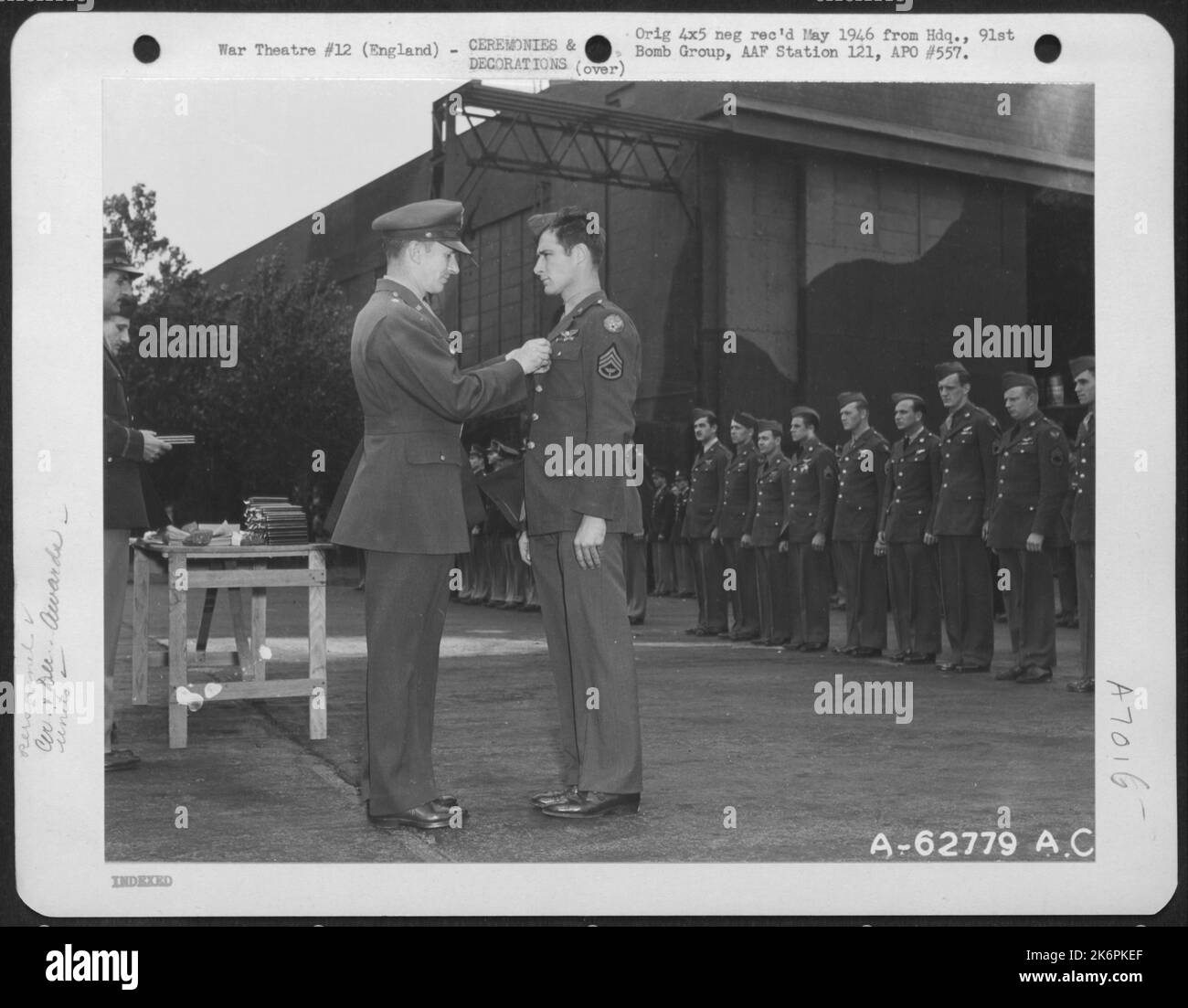 Brig. Gen. Haywood S. Hansell, Presents Medal To S/Sgt. Privett Of The ...