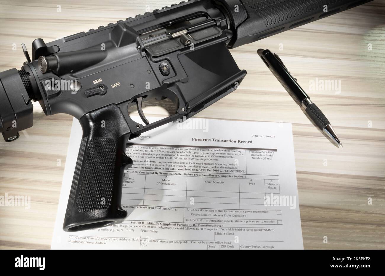 Firearm purchase background check form in public domain with an assault ...