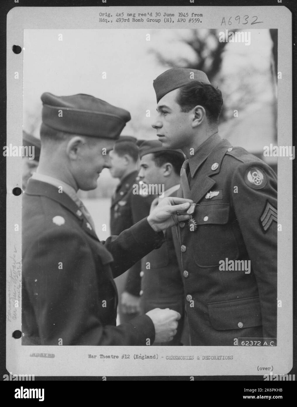 Presentation Of Air Medal To Sgt. F.S. Cognato Of The 493Rd Bomb Group ...