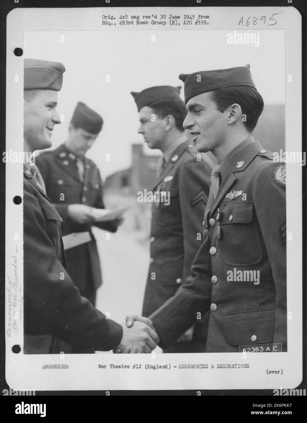 Presentation Of Air Medal To Sgt. N. Friedman Of 493Rd Bomb Group, 8Th ...