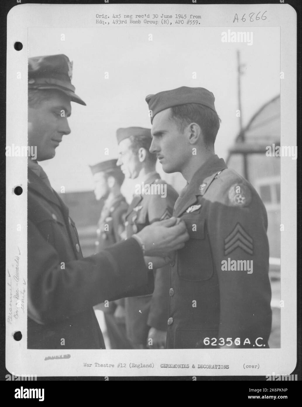 Presentation Of Medal To Sgt. L.B. Bird Of The 493Rd Bomb Group, 3Rd ...