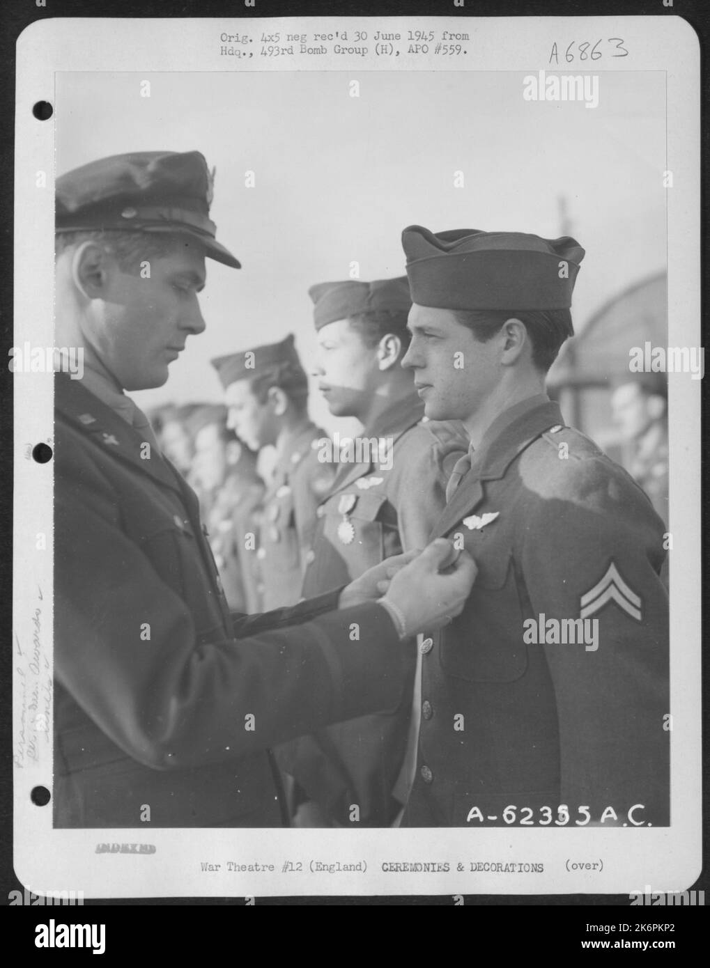 Presentation Of Medal To Cpl. R.H. Noble Of The 493Rd Bomb Group, 3Rd ...