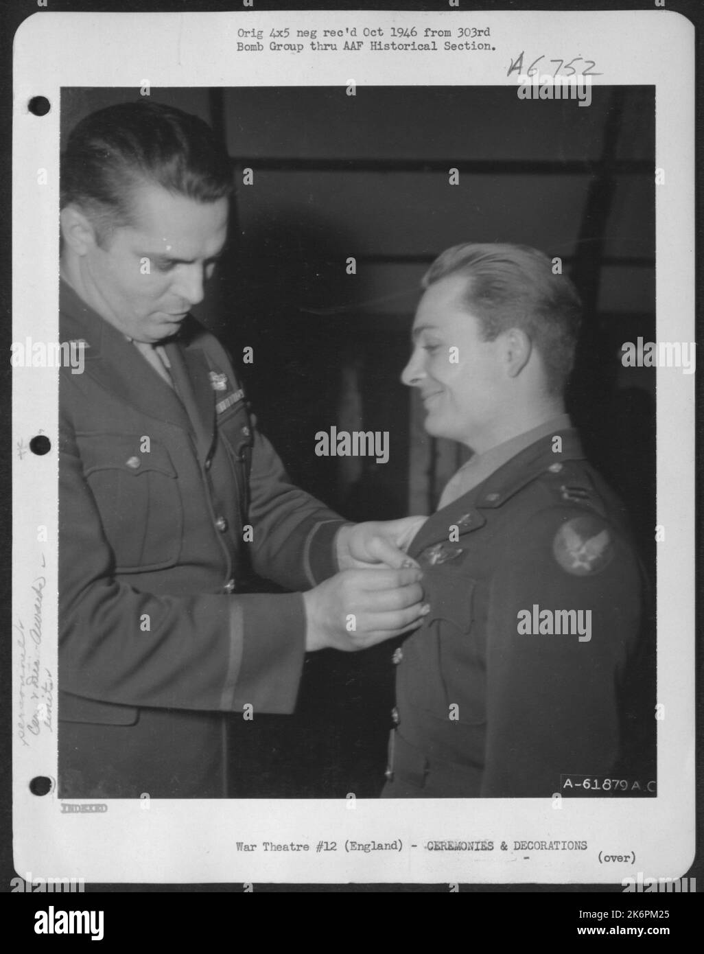 Brig. General Robert Travis Presents Medal To Capt. Fawcett. 303Rd Bomb ...