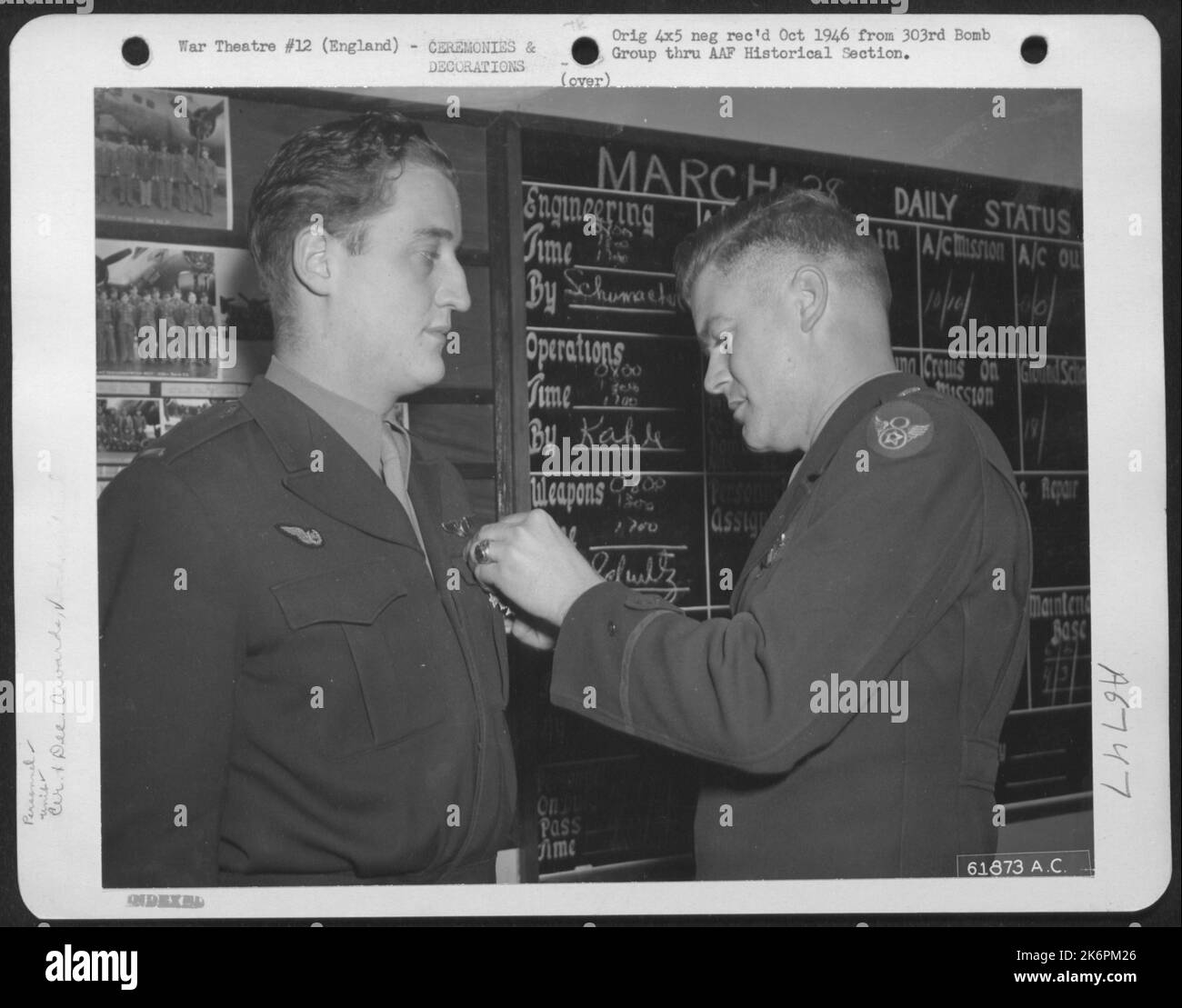 Presentation Of Distinguished Flying Cross To Lt. Dickinson. 303Rd Bomb ...