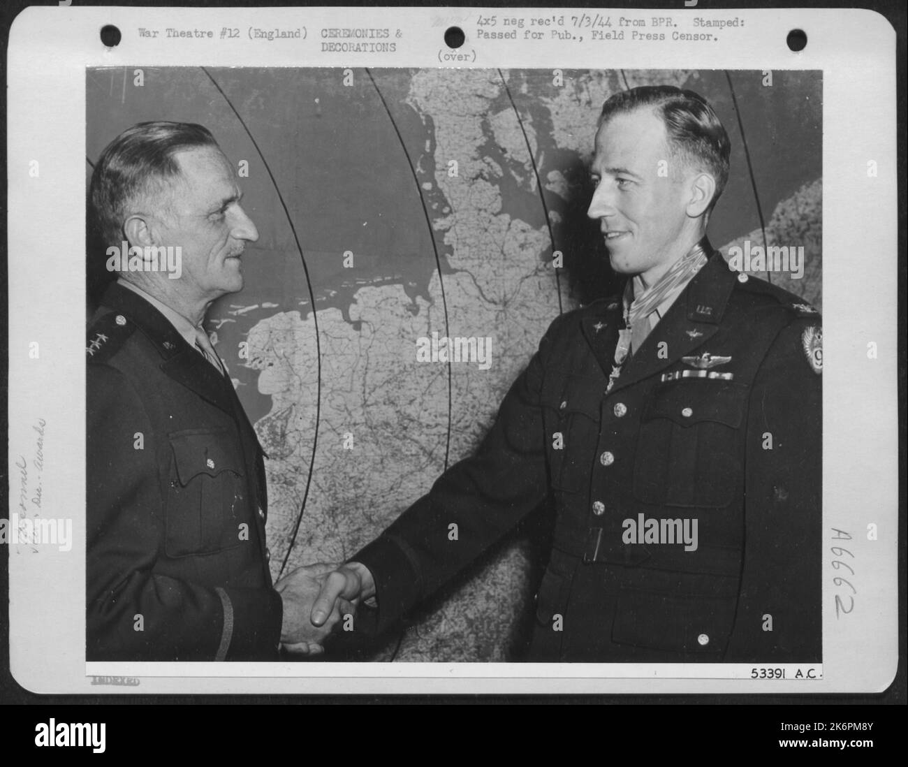 ENGLAND-Colonel James H. Howard, right, ofrmer leader of the 9th Air ...