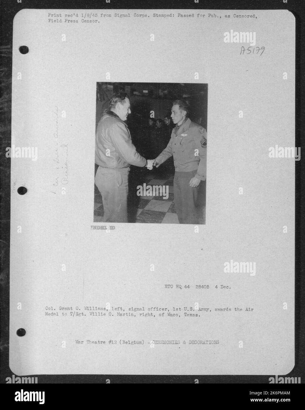 Col Grant O. Williams, Left, Signal Officer, 1St U.S. Army, Awards The ...