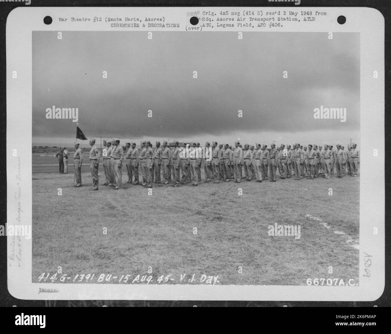 Troops Pass Review During V-J Day Celebration At 1391St Aaf Base Unit ...