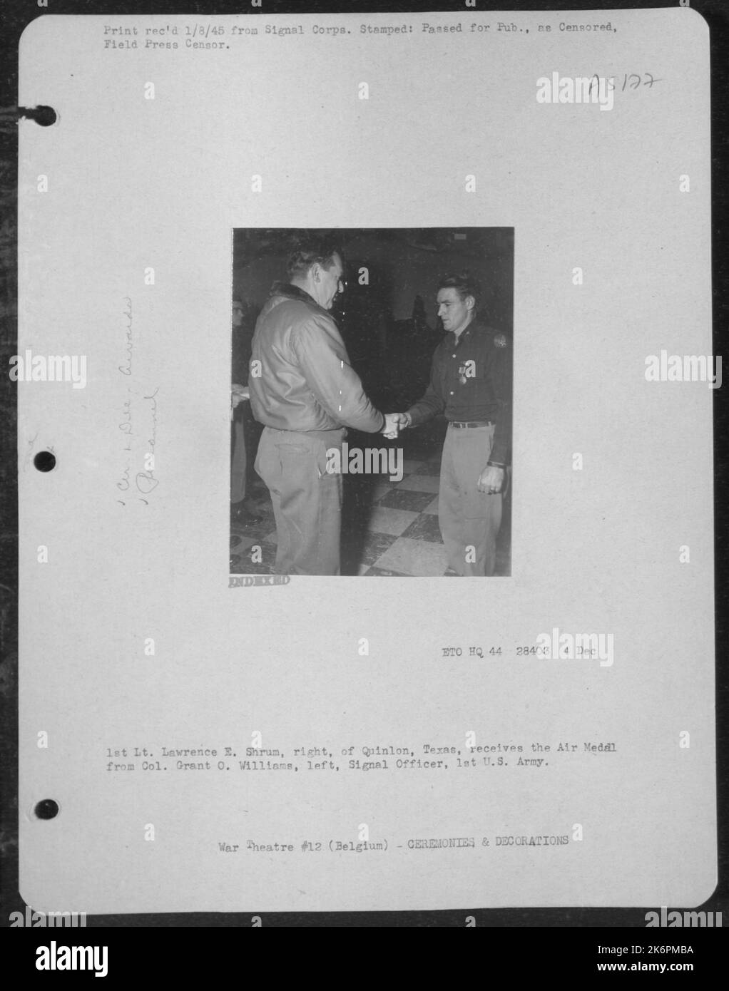 Col Grant O. Williams, Left, Signal Officer, 1St U.S. Army, Awards The ...