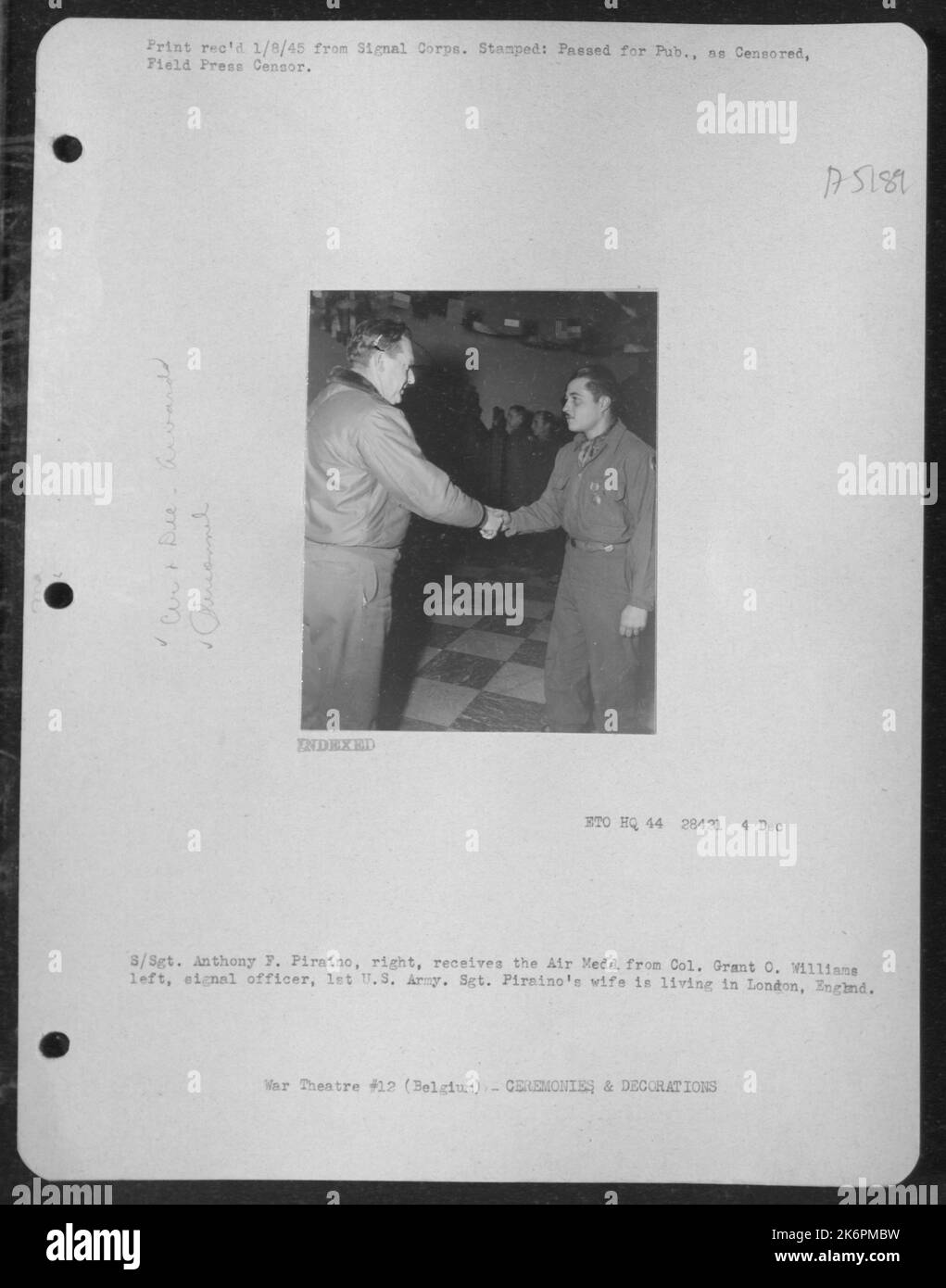 Col Grant O. Williams, Left, Signal Officer, 1St U.S. Army, Awards The ...