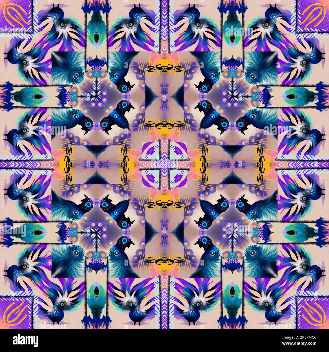 Brilliant peacock eye geometric wallpaper pattern. Elegant blur shimmer ...