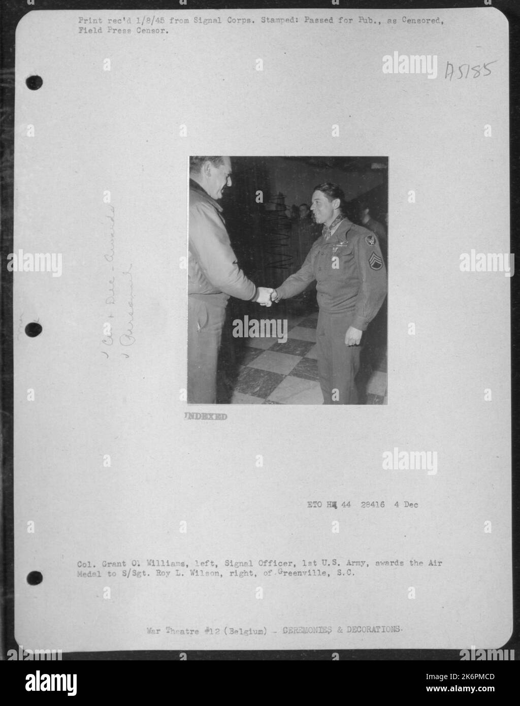 Col Grant O. Williams, Left, Signal Officer, 1St U.S. Army, Awards The ...