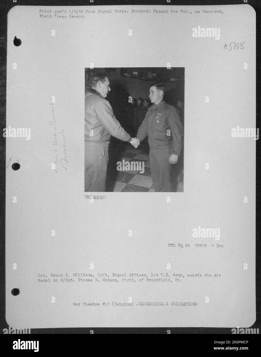 Col Grant O. Williams, Left, Signal Officer, 1St U.S. Army, Awards The ...