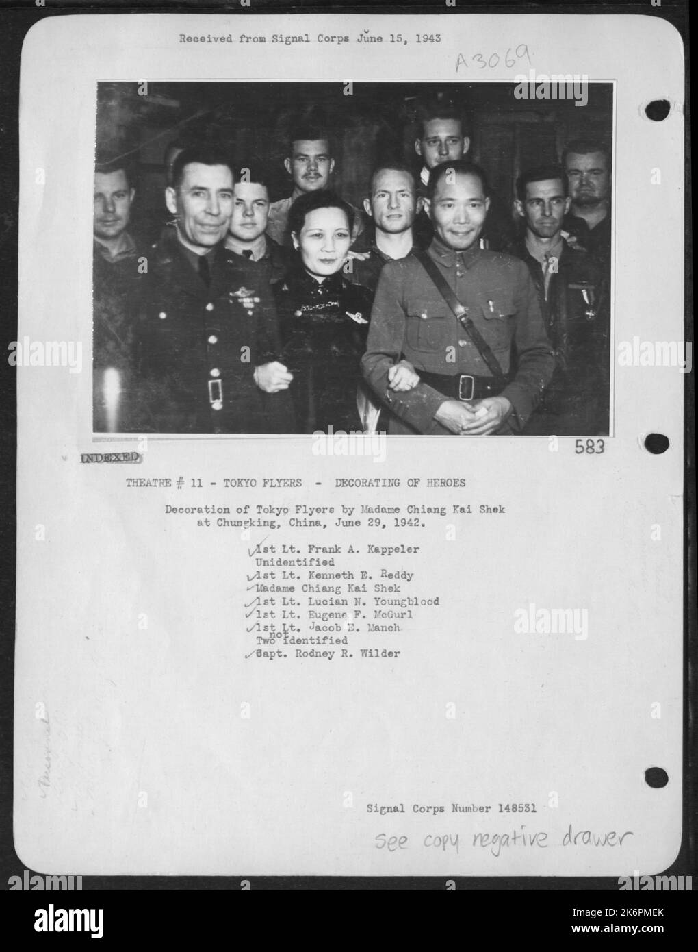 Decoration Of Tokyo Flyers By Madame Chiang Kai Shek At Chungking ...