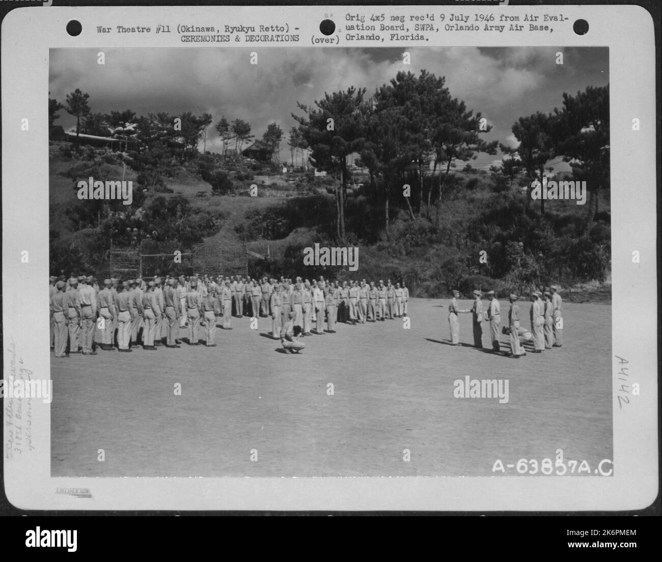 Members Of The 308Th Bomb Wing Are Shown In Formation For A Decoration ...