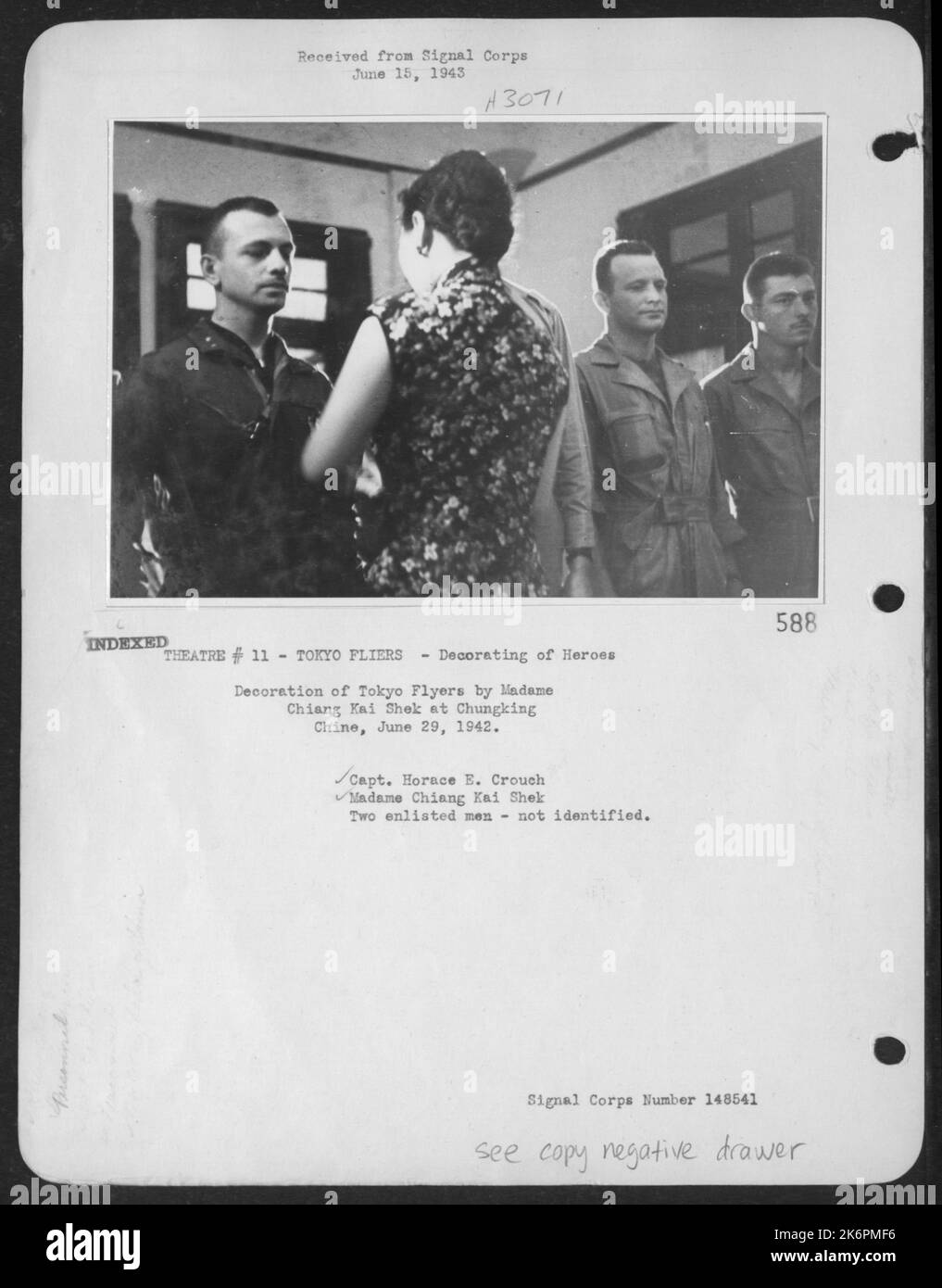 Decoration Of Tokyo Flyers By Madame Chiang Kai Shek At Chungking ...