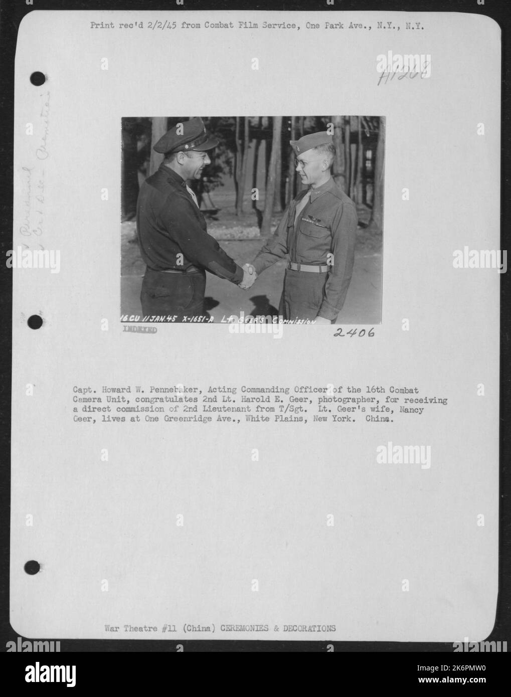 Capt. Howard W. Pennebaker, Acting Commanding Officer Of The 16Th ...