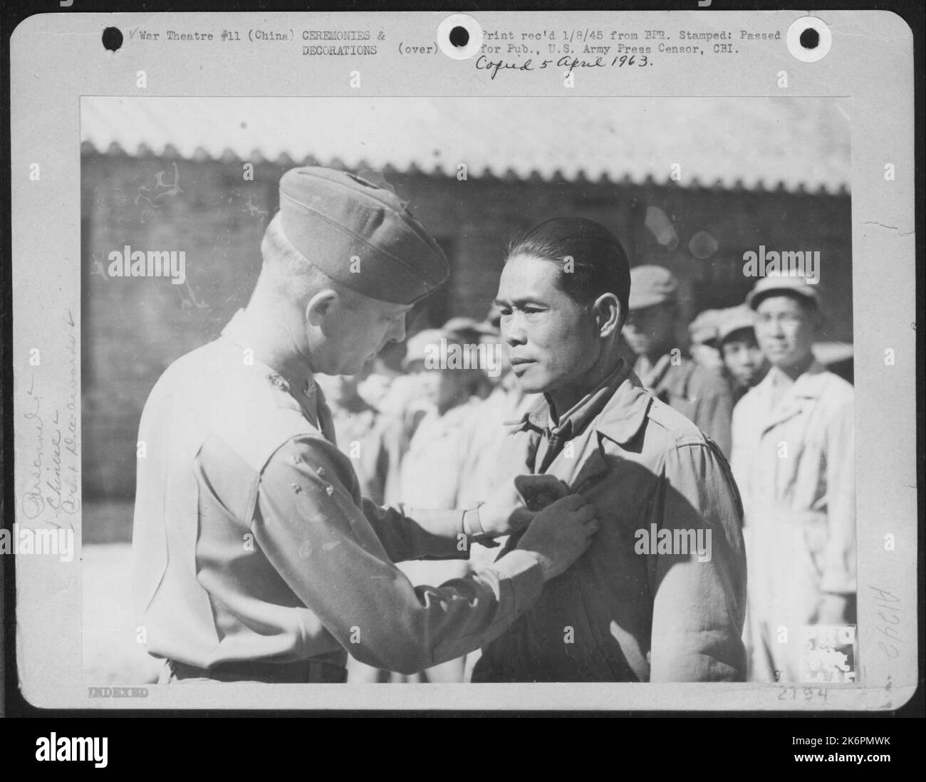 First Civilian Employee Of The Army In The China Theater To Receive The ...
