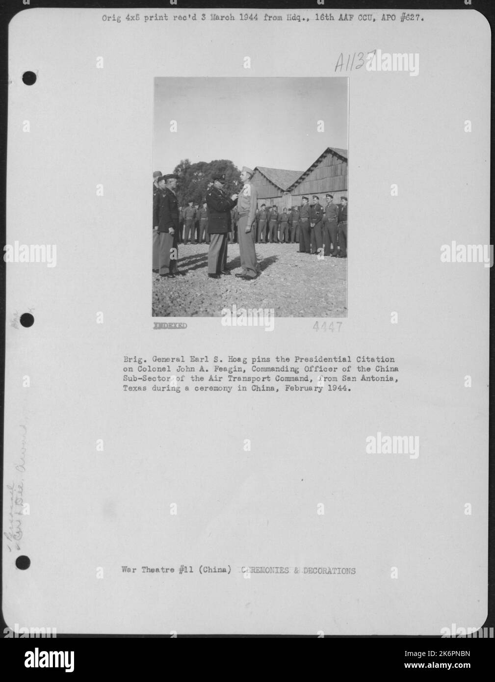Brig. General Earl S. Hoag Pins The Presidential Citation On Colonel ...