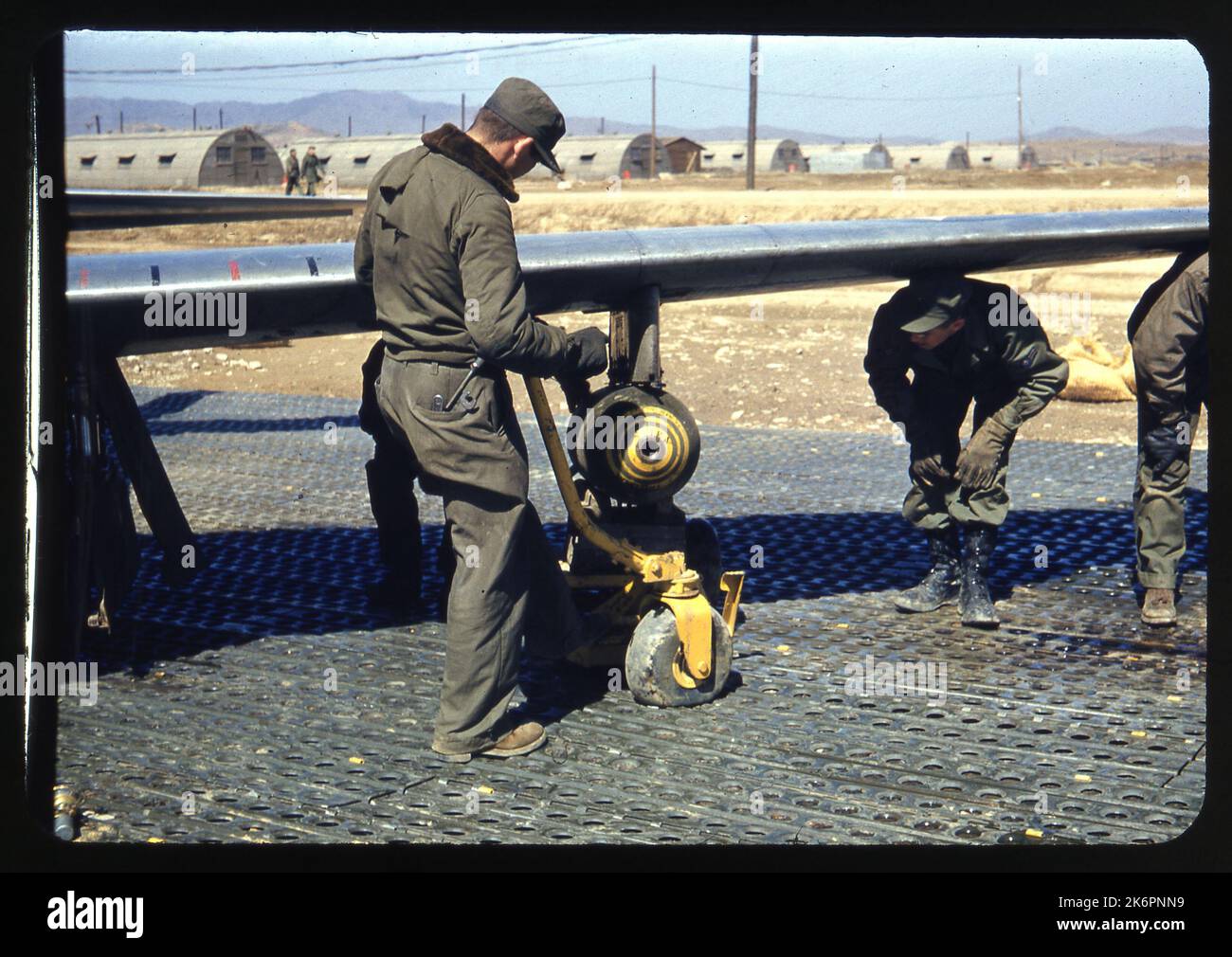Front view of the left wing of a Lockheed F-80 Shooting Star being ...