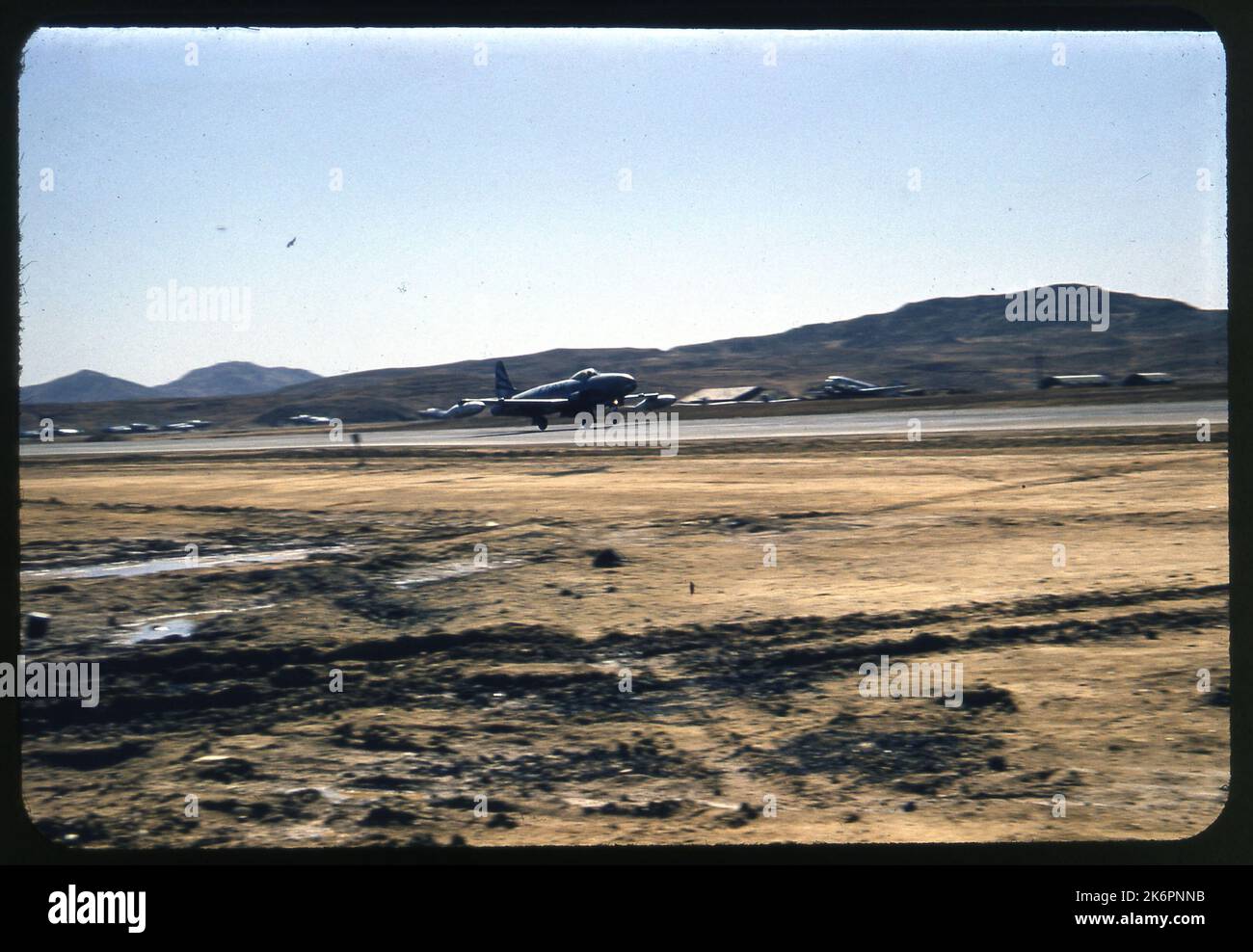 One-half right front view of a Lockheed F-80C Shooting Star taxiing ...
